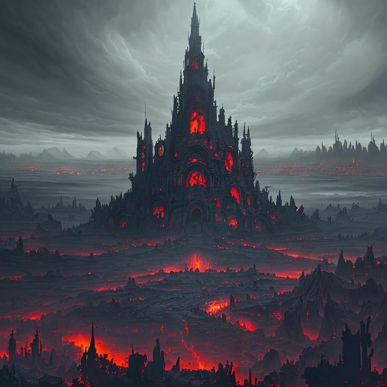 landscape illustration in 8k uhd, dark colors. hyper...