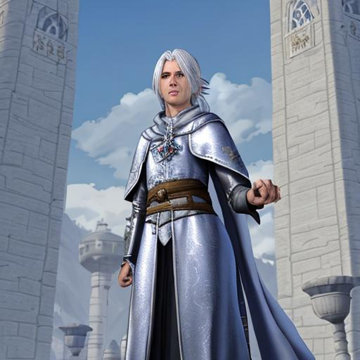 silver haired mage at the White-Gold tower in the im... | OpenArt