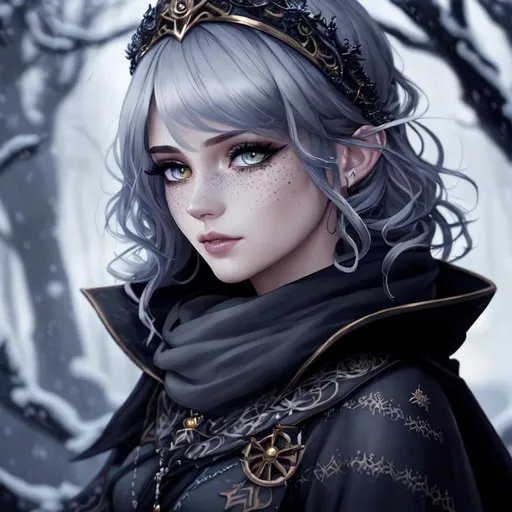 dnd, portrait, long curly hair, female, Illustration...