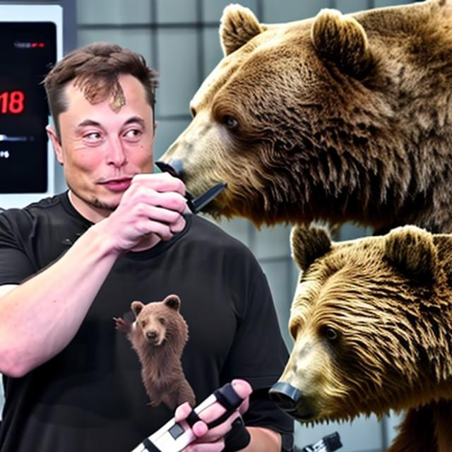 elon musk giving a bear a haircut