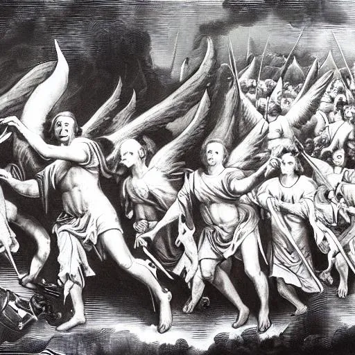 angels marching to war with the army of Hell