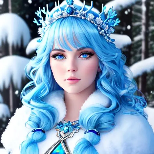 Blue hair snow queen | OpenArt