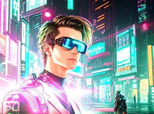 oil painting, Cyberpunk Background with Neon Lights... | OpenArt