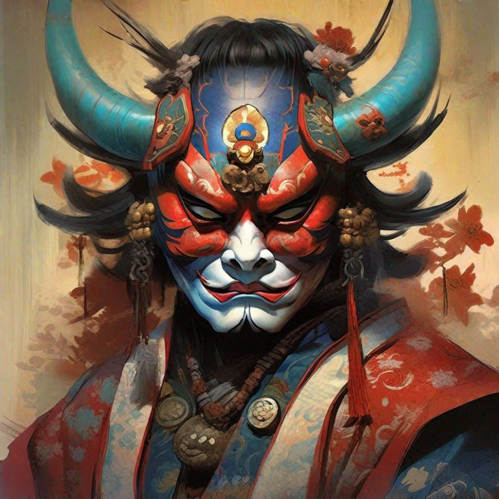 ""Gorgeous Portrait of a Kabuki Oni Mask" : artwork...