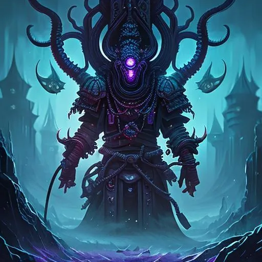 eldritch samurai, H.P Lovecraft, dark purple and tea...