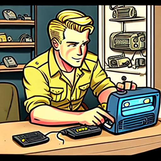 1950s fallout style drawing of man, blond short hair... | OpenArt