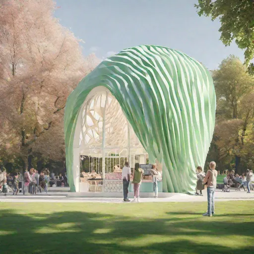 pavilion parametric structure in a green english par...