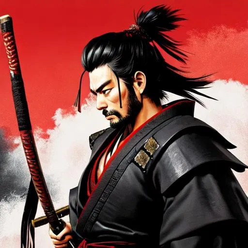 Miyamoto Musashi, samurai, full body, front facing,...