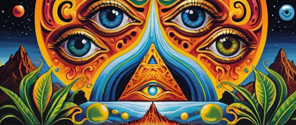 DMT ,melting, concert poster, trick of the eye paint...