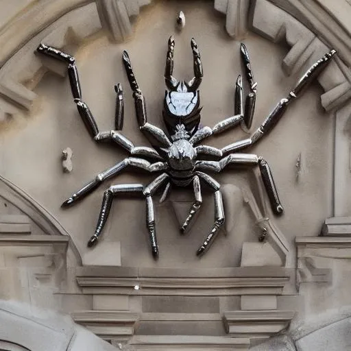 Renaissance style spider dragon in front of castle