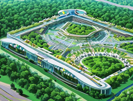 space mall have parks center of airtifical flat forest | OpenArt