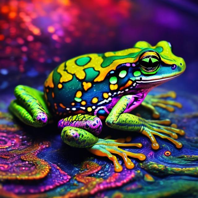 Psychedelic spirit frog, vibrant colors, surreal shi... | OpenArt