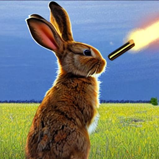 a realistic picture of a rabbit being shot at by mis... | OpenArt
