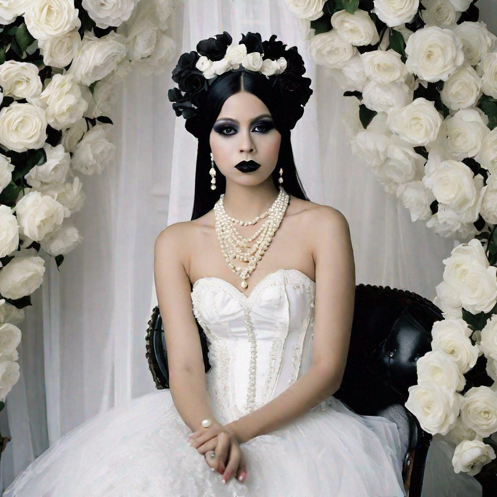 RAW photo, Indonesian goth woman, 25 year old, (roun...