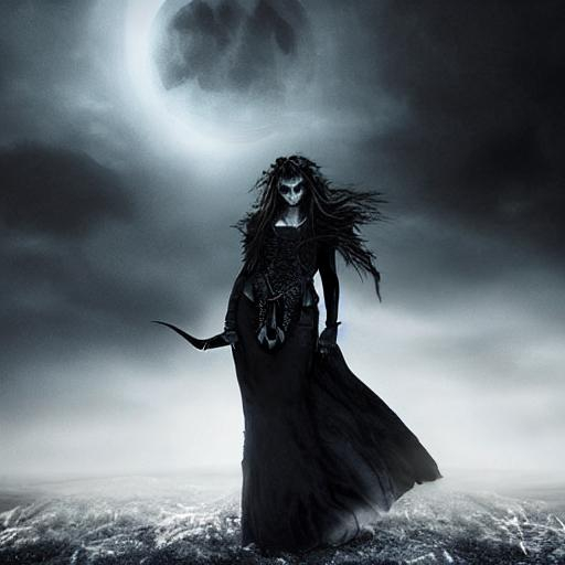 Evil witch goddess, dark, horror, dark night sky, fo... | OpenArt