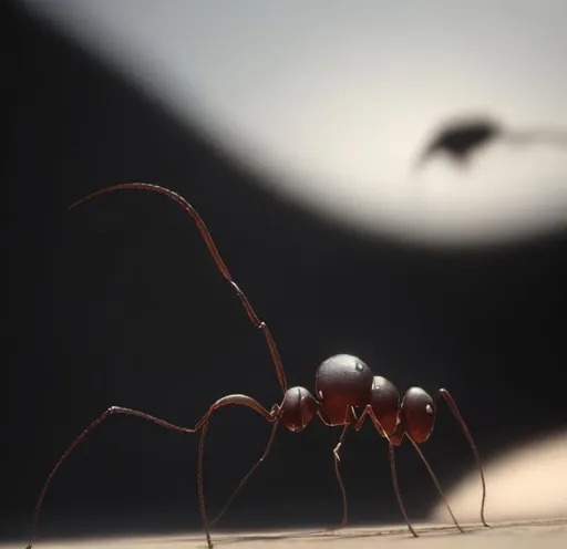 hyper realistic Ants on a leaf, 3D bas relief, extre...