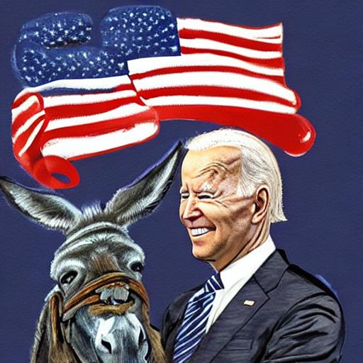 President Joe Biden holding an American flag and rid... | OpenArt