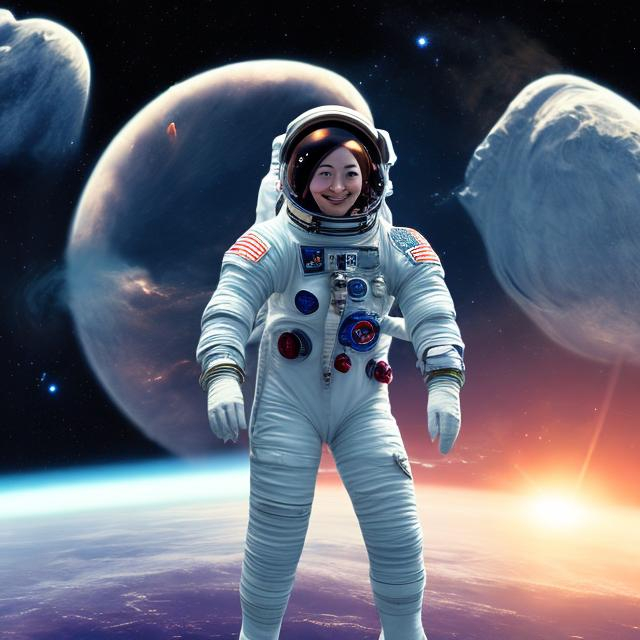 A lady astronaut in a space ai picture