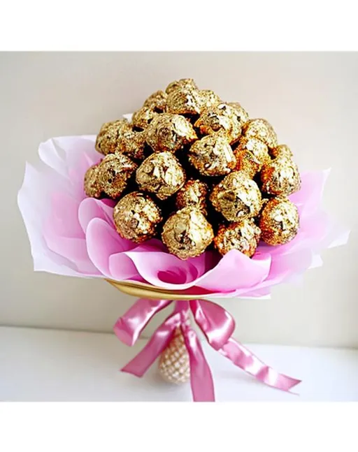 watercolour art style, cute, ferrero rocher bouquet,...