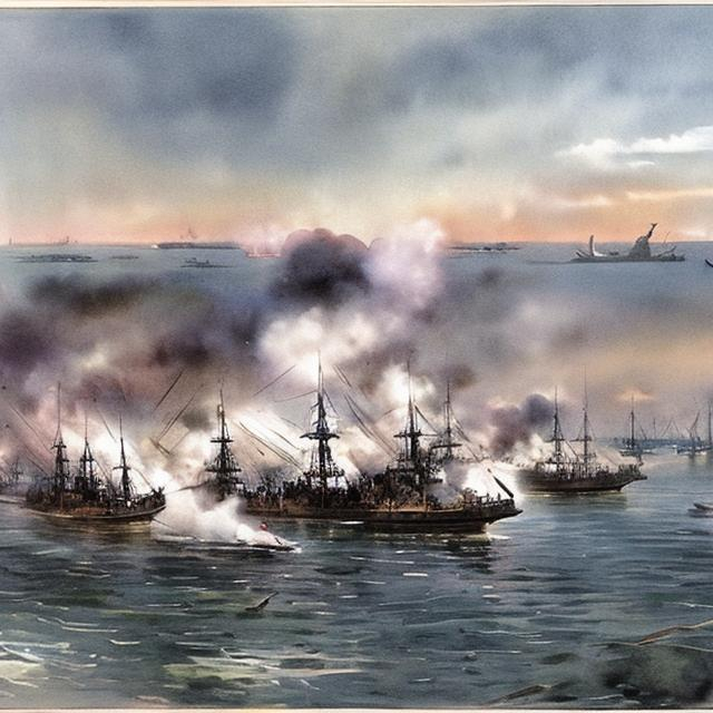 Battle of Manila Bay 1898 in watercolor | OpenArt