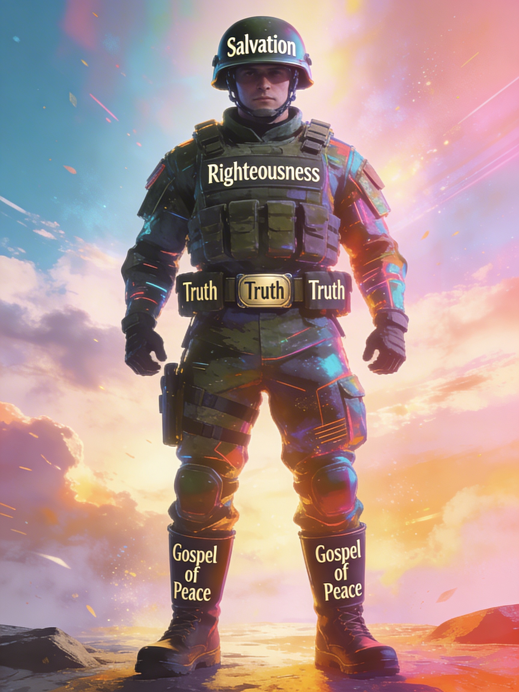 full body shot front view of DigitalArt art style a...