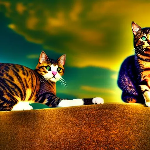 long shot scenic professional photograph of {cats},...