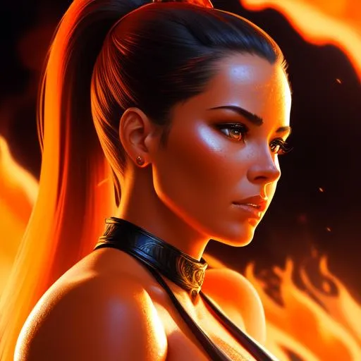 Beautiful lava goddess, aged 25 woman, ponytail hair... | OpenArt