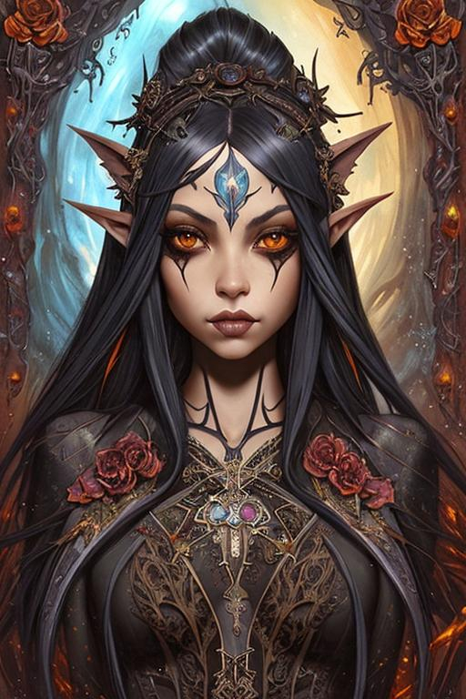 Beautiful Gothic dark elf, Ash Santos Amber Stevens... | OpenArt