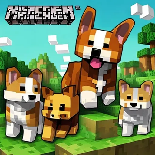 A corgi in the style of minecraft