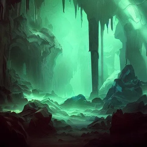 beautiful dark cave, artistic painting, trending on...