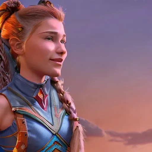 Aloy 4K looking at the stars with a bow in hand | OpenArt