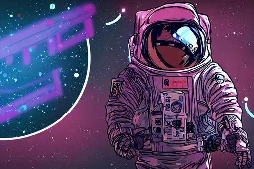 spaceman in moon cyberpunk art banner | OpenArt