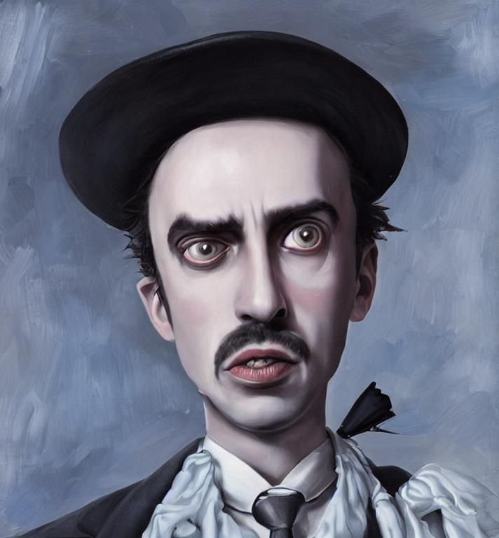 Oil painting by Tim burton portrait of an attractive...