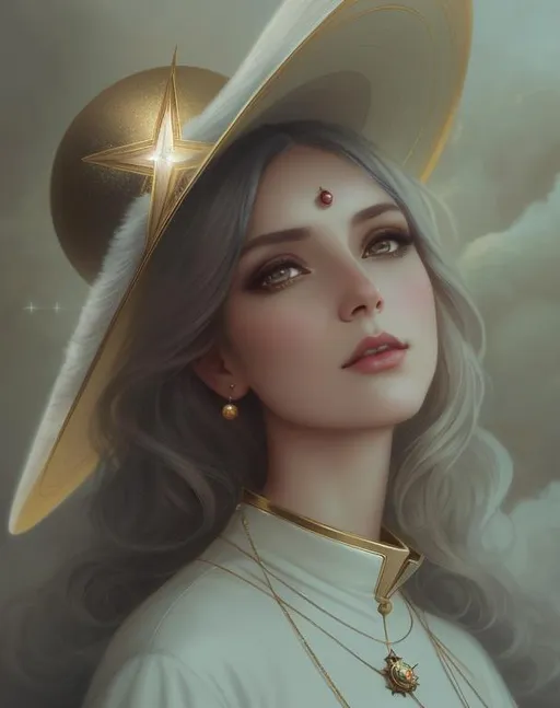 Portrait of a beautiful woman, golden sparkling eyes... | OpenArt