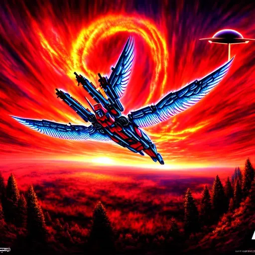 HDR, UHD, 64K, extremely detailed forest red sky KIN... | OpenArt