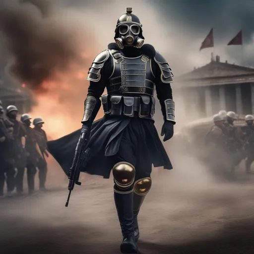 A modern roman military male general in black milita... | OpenArt