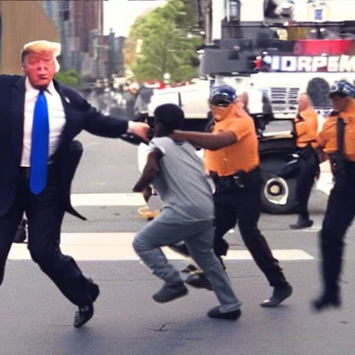Running from cops gun to his head Donald Trump like OJ | OpenArt