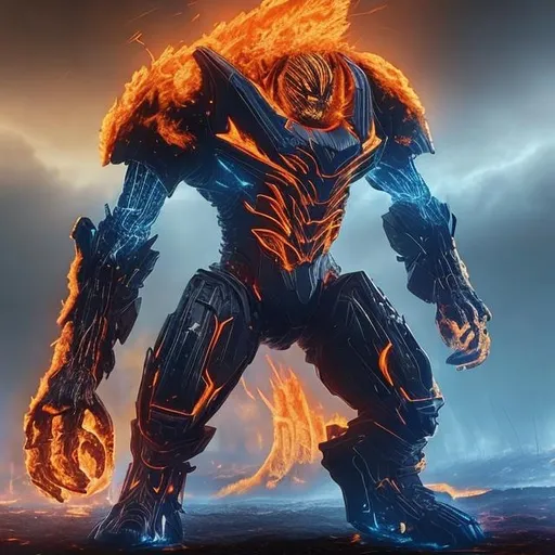 sci-fi armoured lighting god in an electric aura in... | OpenArt