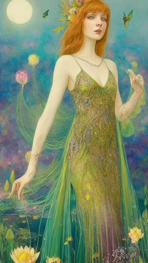 Ethereal Mysterious mythical Lady, art by Martine Jo...