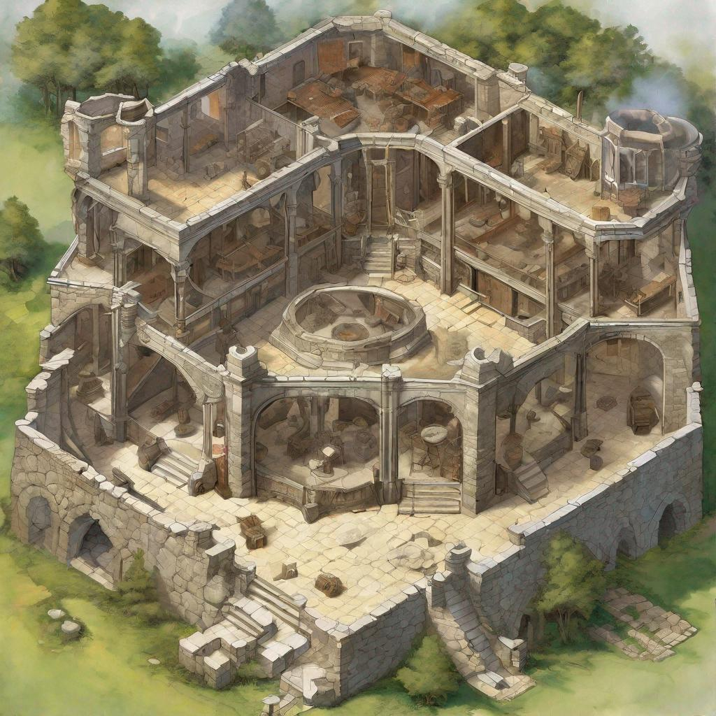 isometric dnd battle map, large room, an observatory... | OpenArt