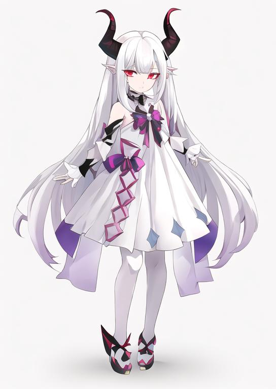 Zaley 1female (white hair) {white demon horns} child...