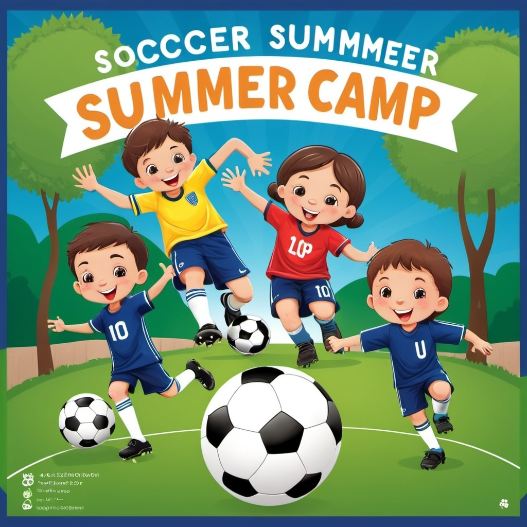 Soccer summer camp posterfor a kindergarten called U