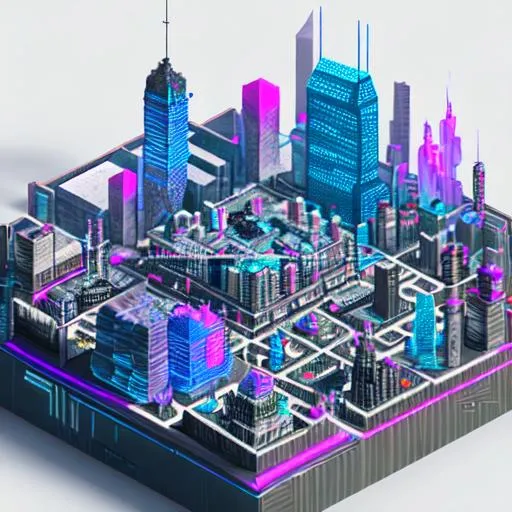 cyberpunk city made of crystals, isometric 3d, reali... | OpenArt