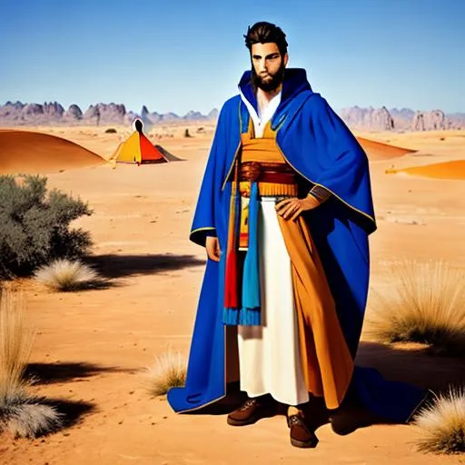 A tall old tan man and a young tan boy, both are wea... | OpenArt