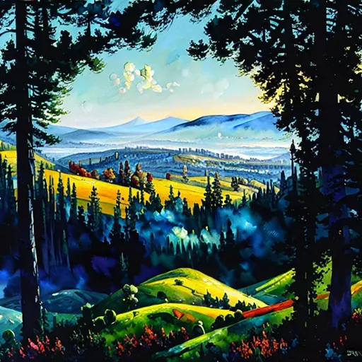 Overlooking a city in Gouache Style, Watercolor, Mus... | OpenArt