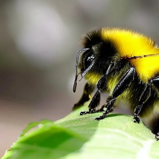round and cute bumble bee, fat, puffy bee, fluffy, y... | OpenArt