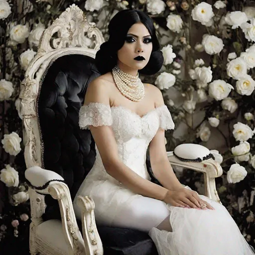 RAW photo, Indonesian goth woman, 25 year old, (roun...