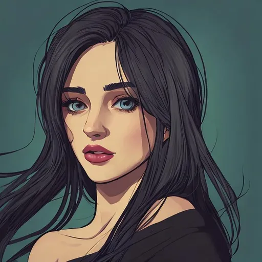Beautiful woman cartoon illustration portrait