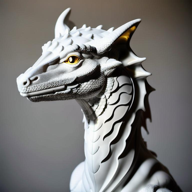 Smooth, white and featureless dragon mannequin with... | OpenArt