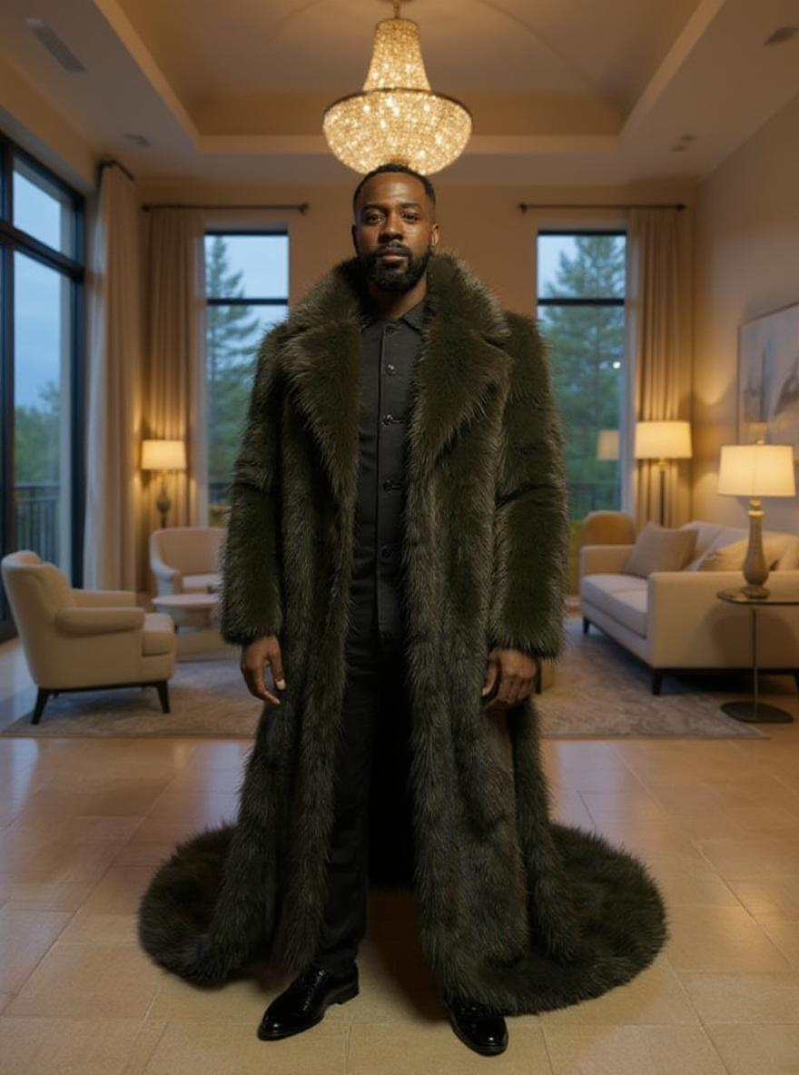 Man is inside of a spacious modern luxury mansion home